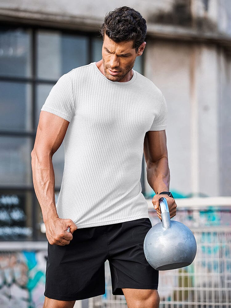 Stretch Pit Stripe Gym T-shirt | Breathable & Stylish – COOFANDY