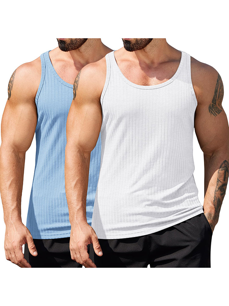 Gym Muscle 2 Packs Ribbed Knit Tank Top (US Only) – COOFANDY
