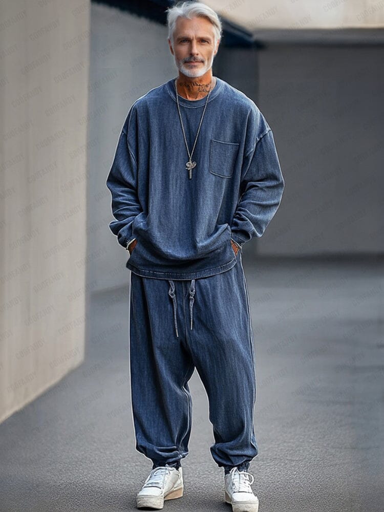Fashion Faux Denim 2-Piece Set – COOFANDY