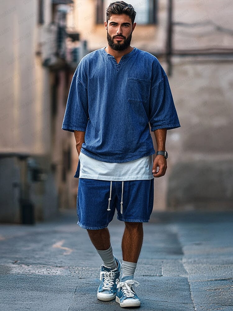 Fake Two-Piece Denim T-shirt Set – COOFANDY