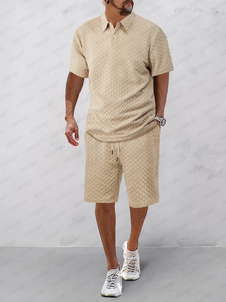 Simple Chic Textured Polo Shirt Set – COOFANDY