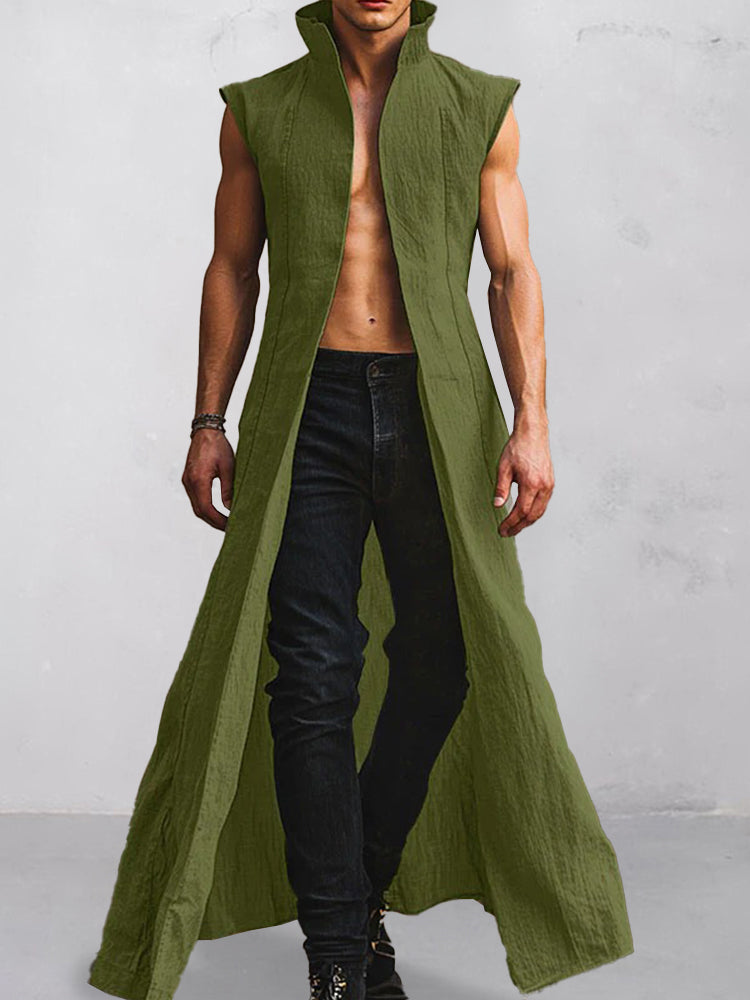 Stylish Stand Collar Cotton Long Cardigan – COOFANDY