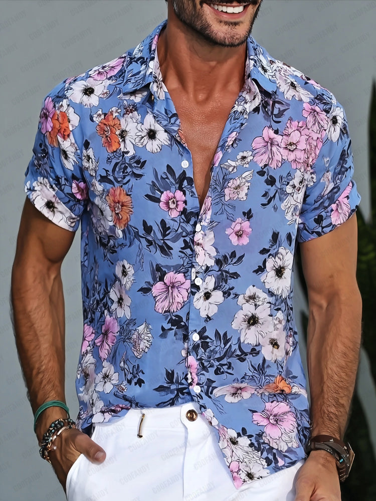 Trendy Floral Print Summer Shirt – COOFANDY