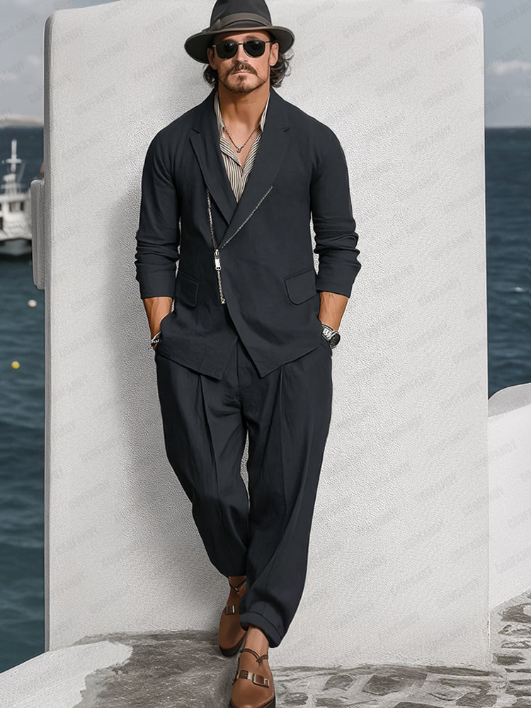 Trendy Zipper Closure Cotton Suit Set – COOFANDY