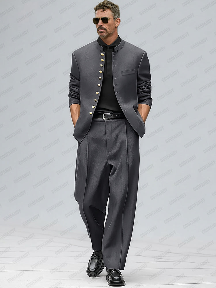 Urban Style Metallic Button Suit Set – COOFANDY