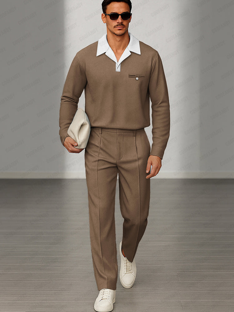 Modern Contrast Collar Matching Set – COOFANDY