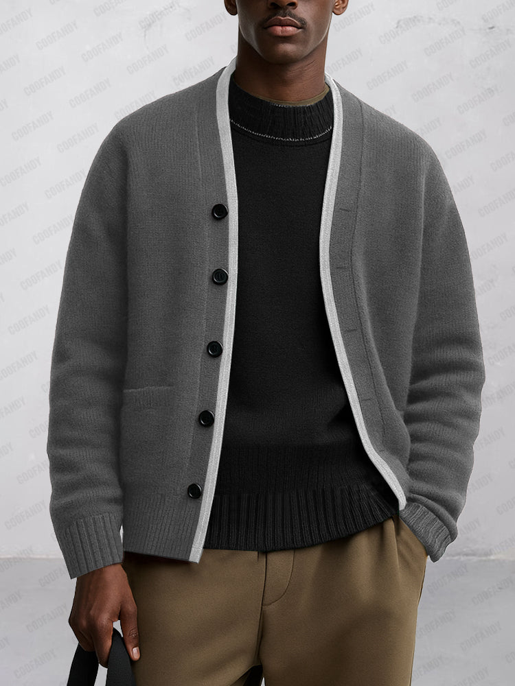 Versatile Contrast Trim Knit Cardigan – COOFANDY