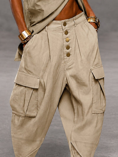 COOFANDY Men’s Cargo Harem Pants – Button Fly Relaxed Streetwear ...