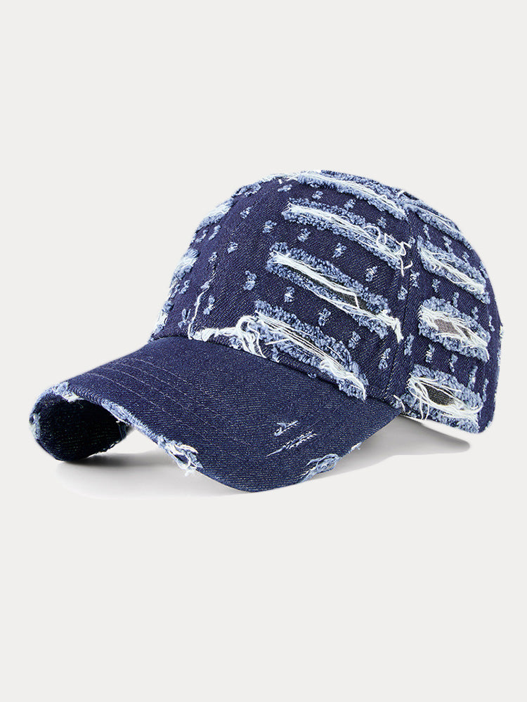 Trendy Destroyed Torn Denim Cap – COOFANDY