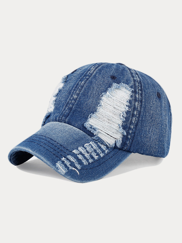 Fashion Destroyed Torn Denim Cap – COOFANDY