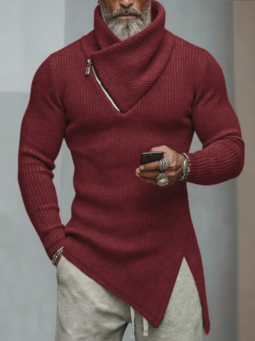 Trendy Asymmetric Knit Designer Sweater – COOFANDY